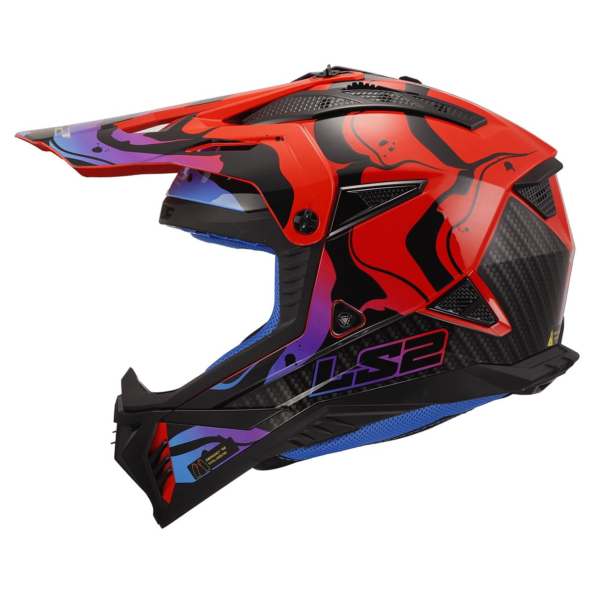 LS2 Helmets Gate II Full Face MX Motorcycle Helmet (Gloss Wash Red/Blue ...
