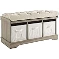 Amazon.com: Walker Edison Modern Farmhouse Entryway Shoe Storage Bench ...
