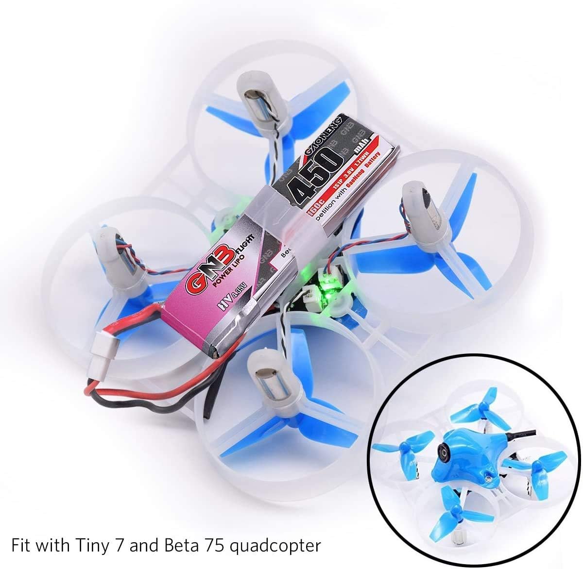 450mAh 1S HV 3.8V LiPo Battery 80C JST-PH 2.0 PowerWhoop mCPX Connector ...