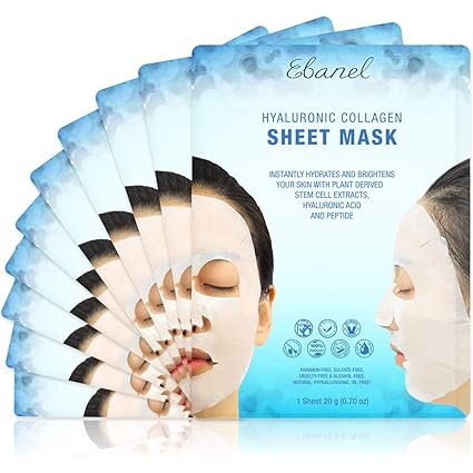 Buy Ebanel 10 Pack Korean Collagen Face Mask Sheet, Deep Moisturizing ...
