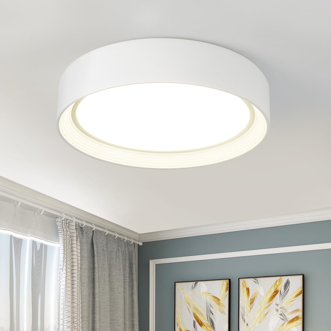 Gisisee Dimmable Led Flush Mount Ceiling Light,15.75 Inch/36W/ 5CCT ...