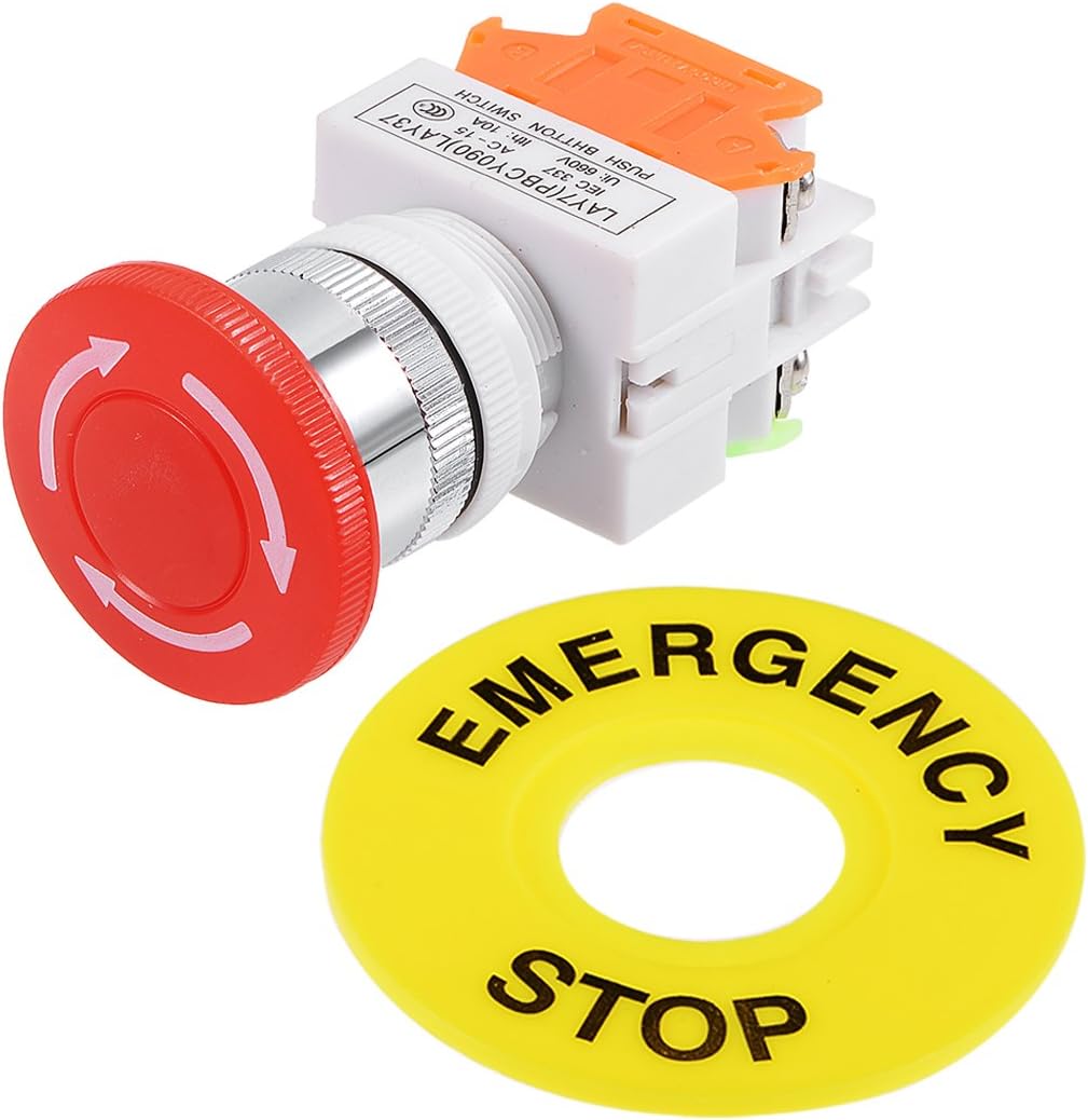 Controls & Indicators uxcell 22mm Mounting Hole Latching Emergency Stop ...