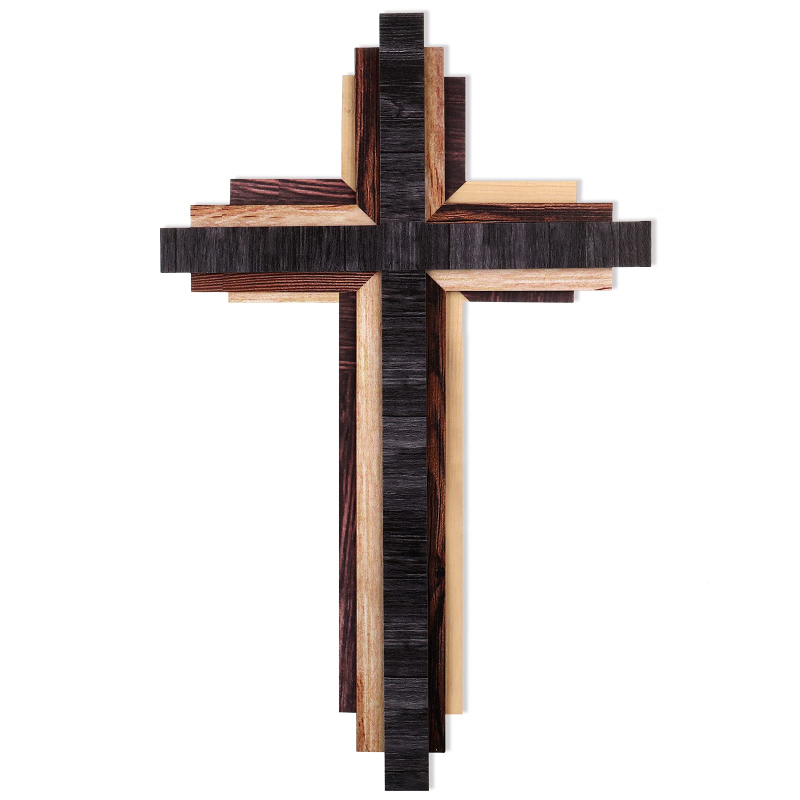 Jetec Christian Wooden Wall Cross,3D Multi-color Triple Stacked ...