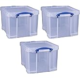 Amazon.com: Really Useful Box 17 Liter Plastic Stackable Storage Container with Snap Lid & Built ...