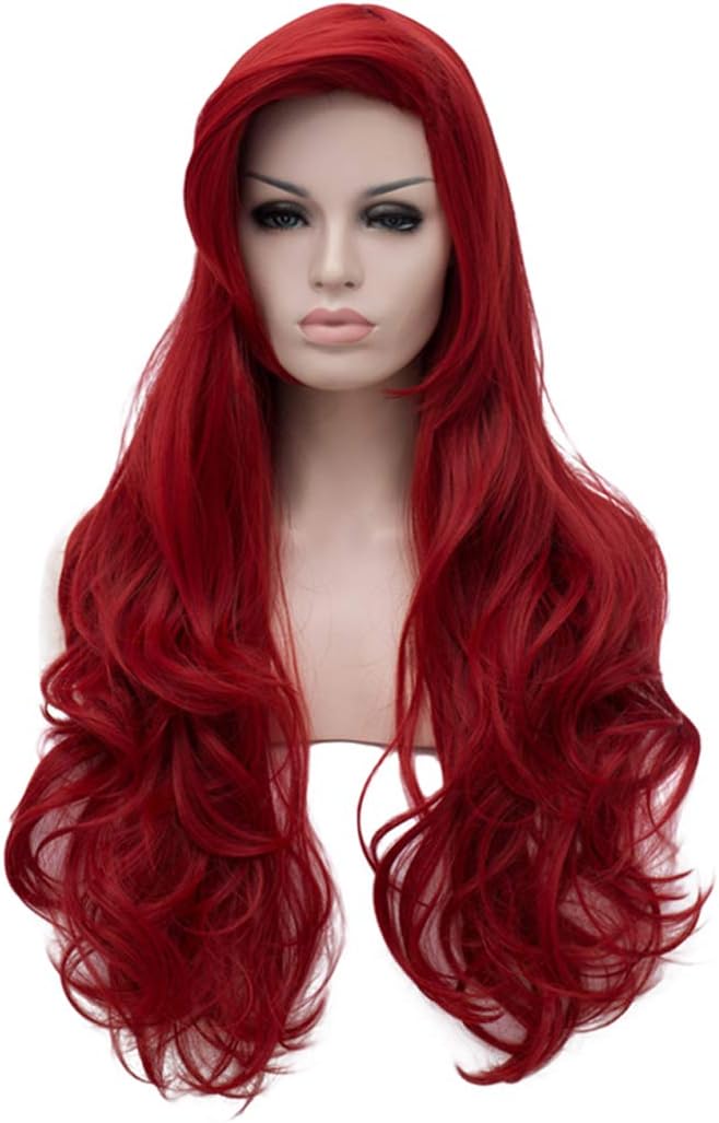 ATAYOU®Long Women Wavy Red Synthetic Cosplay Wig for Women Halloween ...