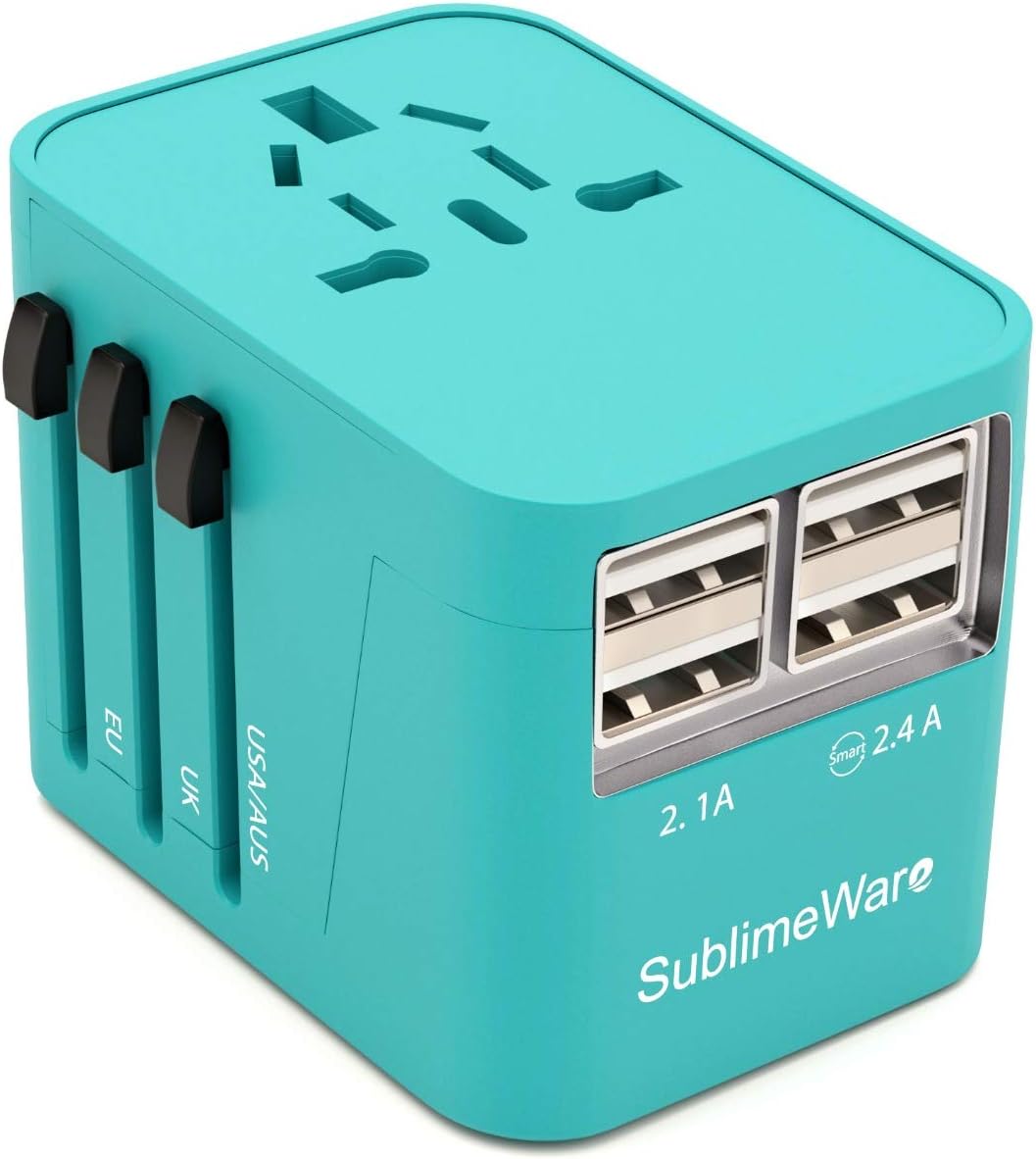 Amazon.com: Power Plug Adapter (Turquoise) - International Travel - w/4 ...