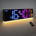 Amazon.com: HAITANG 8 Colors Digital Wall Clock, 16.2" Large Digital ...