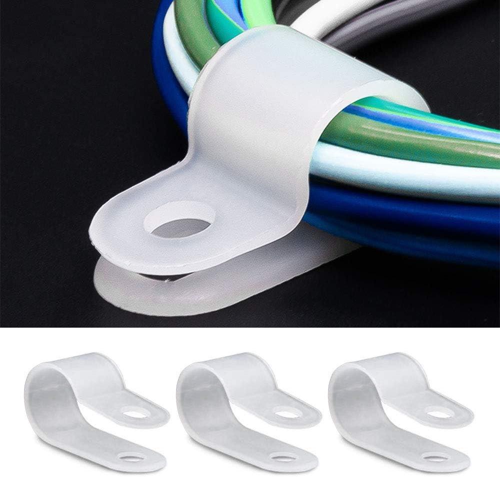 FYSL 100 Pcs Premium R-Type Cable Clip Wire Clamp 3/8 inch Nylon R-Type ...