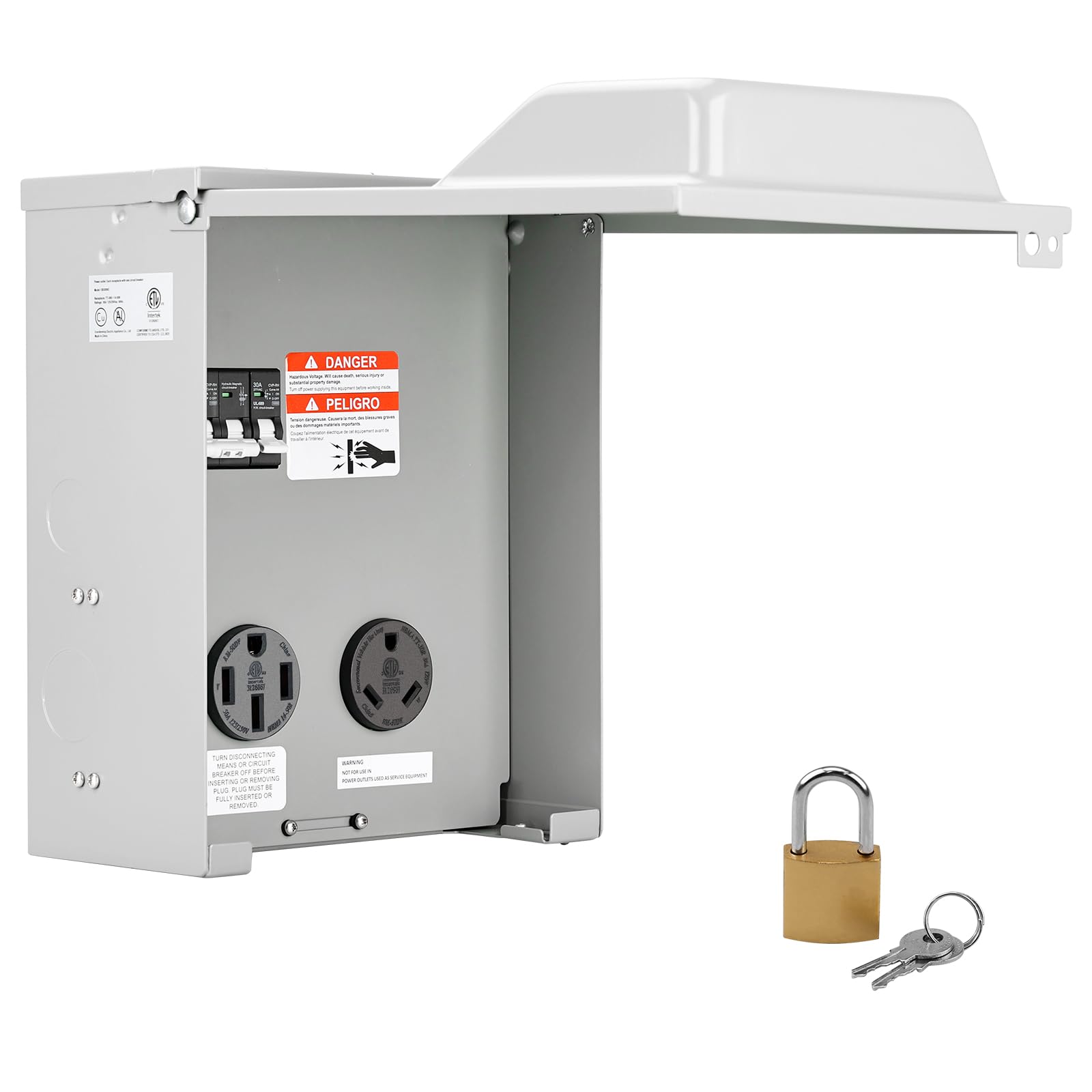 RVGUARD RV Temporary Power Outlet Panel with Breaker, ETL Listed 30 50 ...