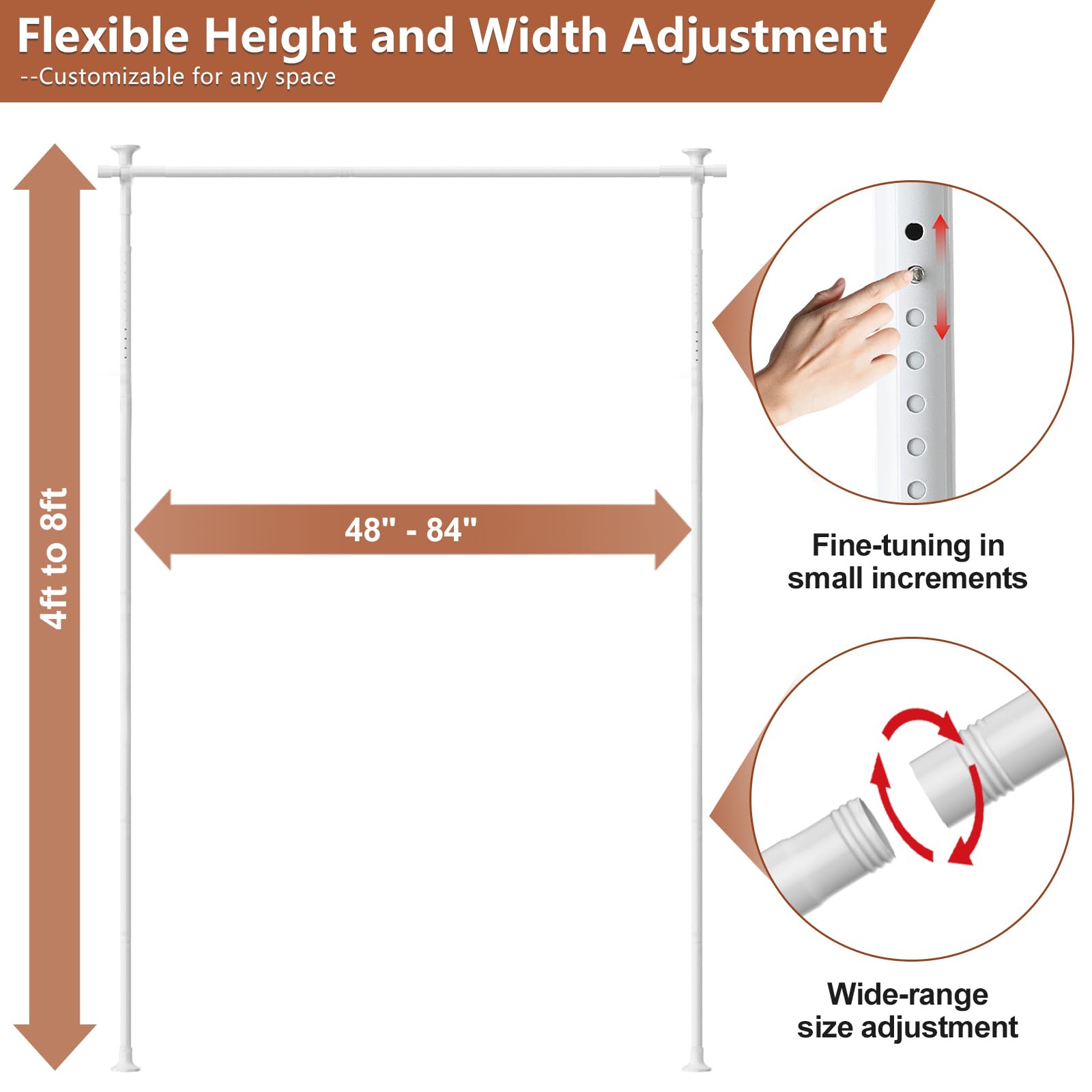 Mua Room Divider Curtain Rod,Vertical Tension Rod - Freestanding ...