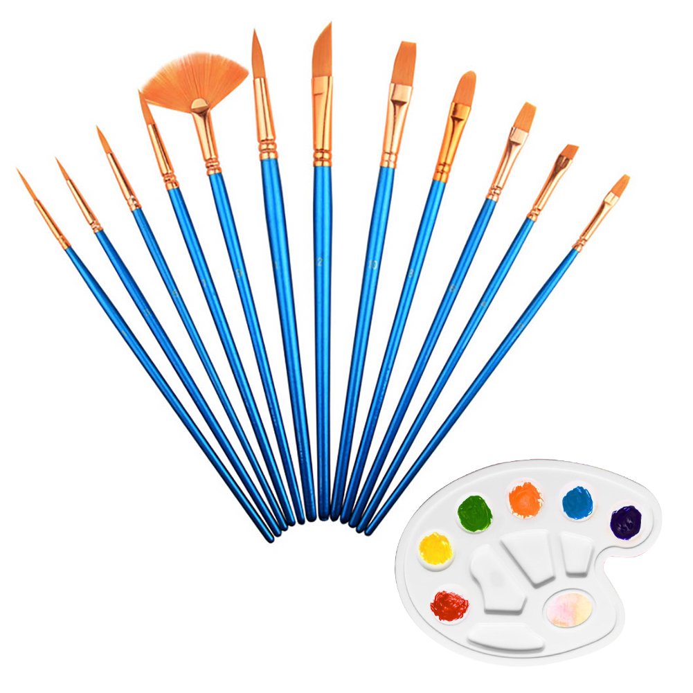 Pinsel Pinselset für Malen, Colleer 12 Stück Nylon Haar Künstlerpinsel ...