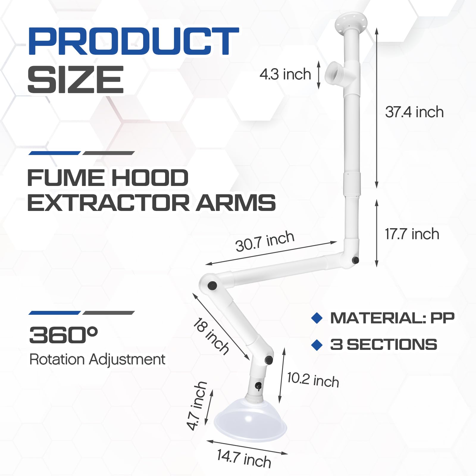 Sumind Lab Exhaust Vent Fume Extractor Arms With 360° Adjustable Pivots ...