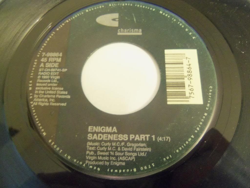 Enigma - Sadeness Part 1 (Radio Edit) / Same (Meditation Mix) VINYL 7" 45 – Charisma – 7-98864 ...