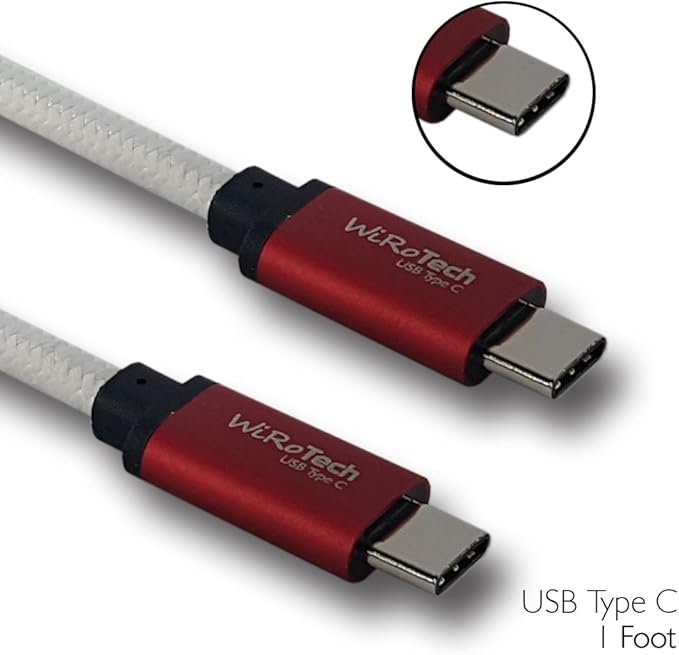 Amazon.com: USB C Cable, WiRoTech Red & White USB-C to USB-C Fast ...