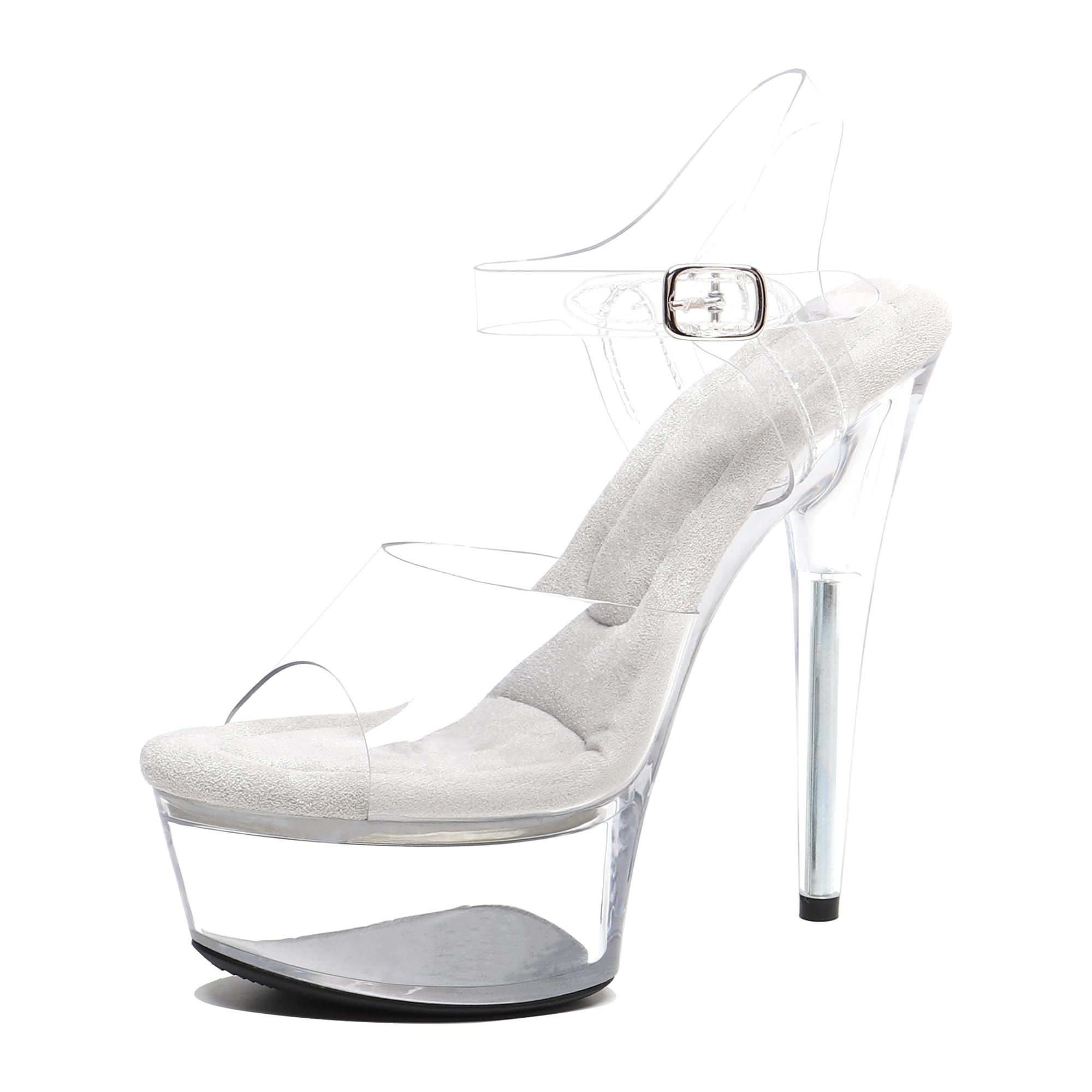 WUXIN H&P Women's 6in Clear Platform High Heels Ankle-Strap Sexy ...