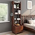 Amazon.com: IOTXY Walnut Bedside Table Bookshelf - 71" Tall Free ...