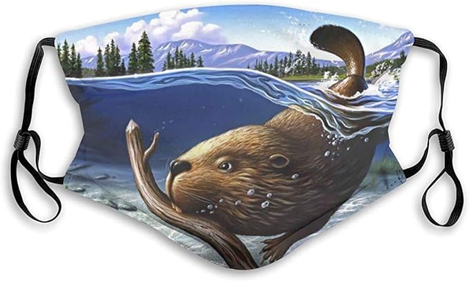 Amazon.com: Beaver Animals Print Face Mask Reusable Washable Masks ...