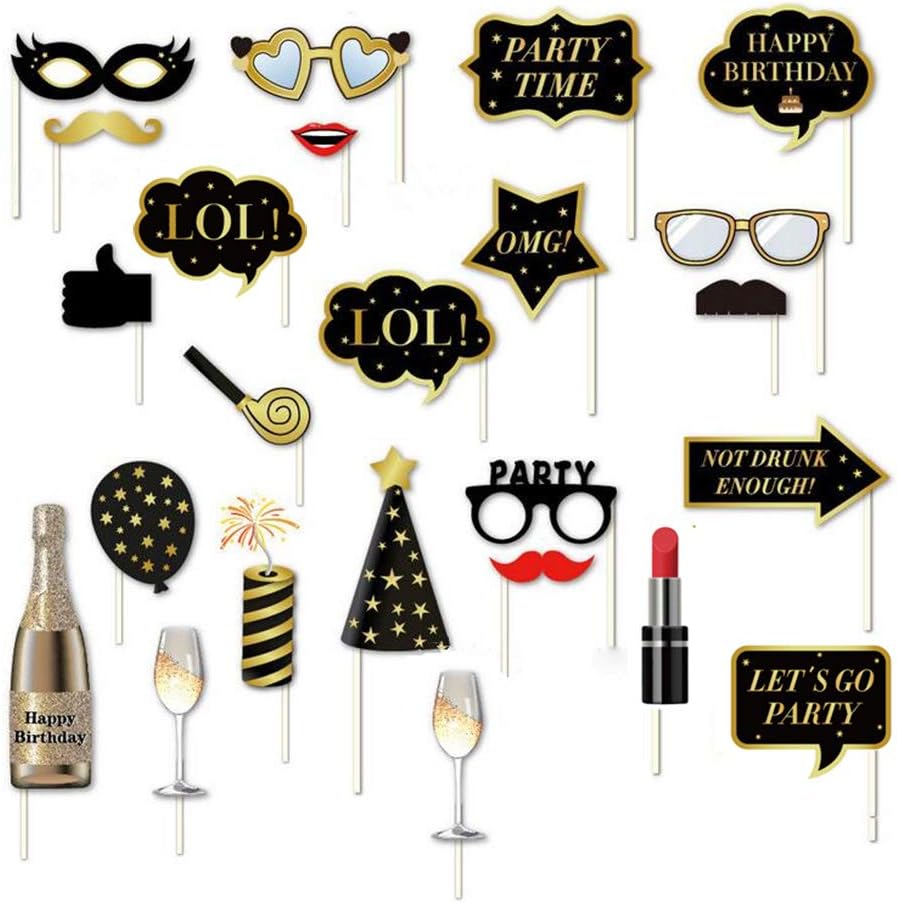 Photo Booth Props Birthday, 44pcs Funny Birthday Selfie Props Party ...
