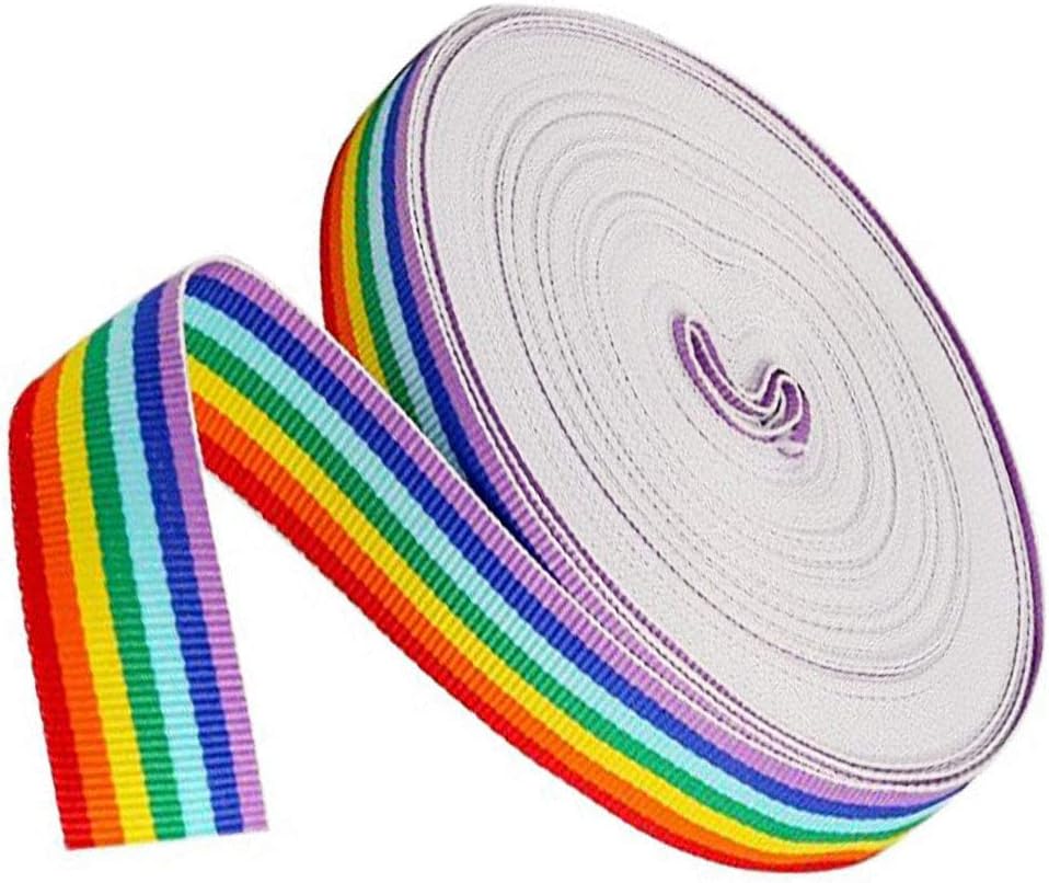 20m Rainbow Ribbon, 25mm Wide Grosgrain Ribbon, Double Sided Fabric ...