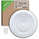 Repa Market 12 Inch (Neck) Round Aluminum Ceiling Diffuser/White Powder ...