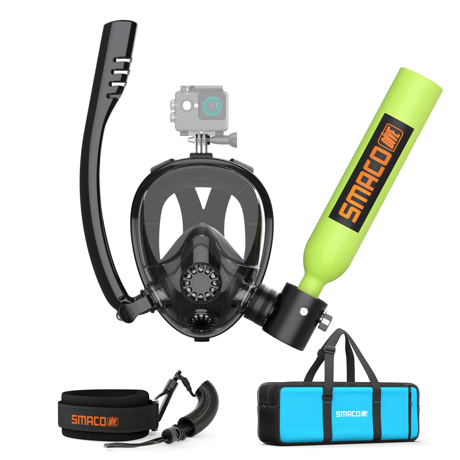 SMACO Scuba Tank with Sub-Mask Mini Scuba Tank 0.5L Provide up to 10 ...