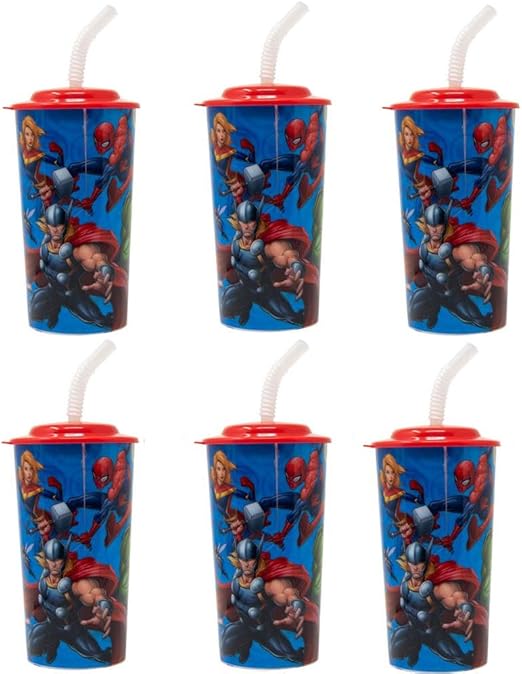 Amazon.com: 6-Pack Marvel Avengers 16oz Reusable Sports Tumbler Drink ...