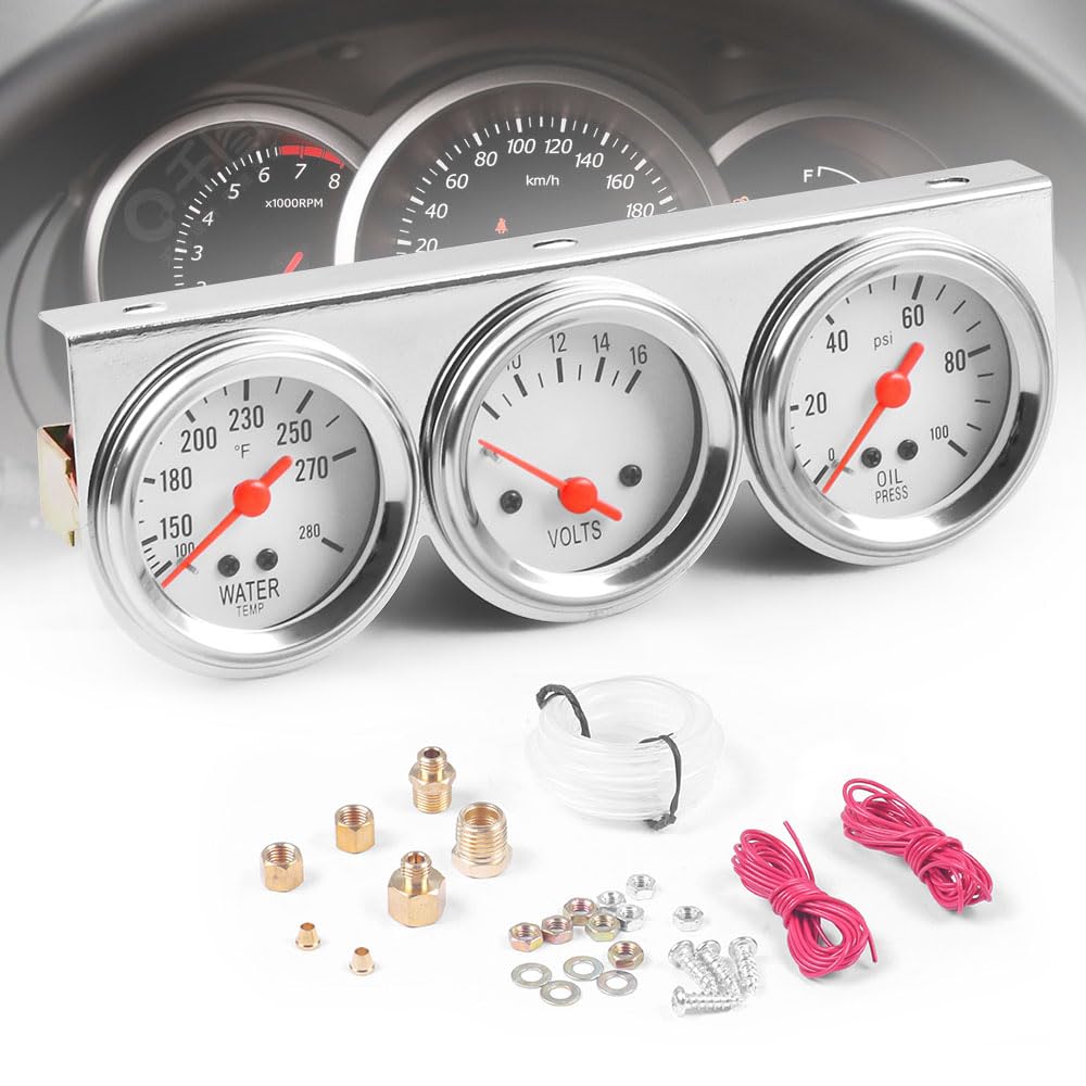 Dyno Racing 2inch 52MM Triple Gauge kit Volt Meter Water Temp ...
