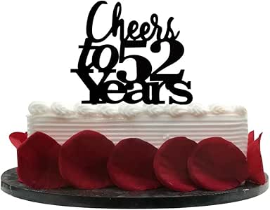 Amazon.com: Cheers to 52 Years Cake Topper - 52nd Birthday, Wedding ...