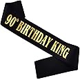 Amazon.com: MUMUNN 90th Birthday King Sash, Gold Foil Black Satin ...