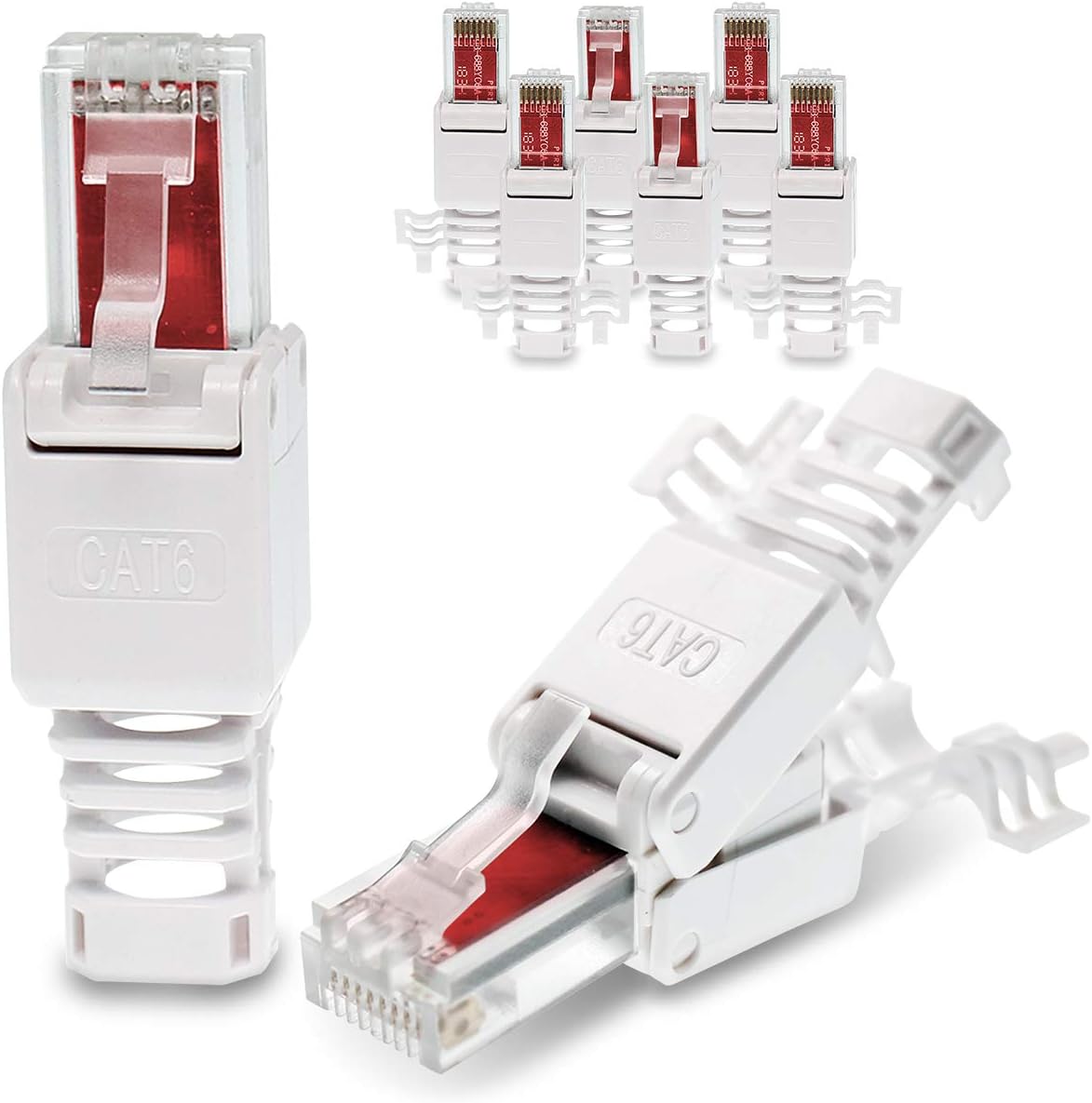 Pack of 8 Network Plugs Tool-Free RJ45 CAT6 LAN UTP Cable Plug without ...