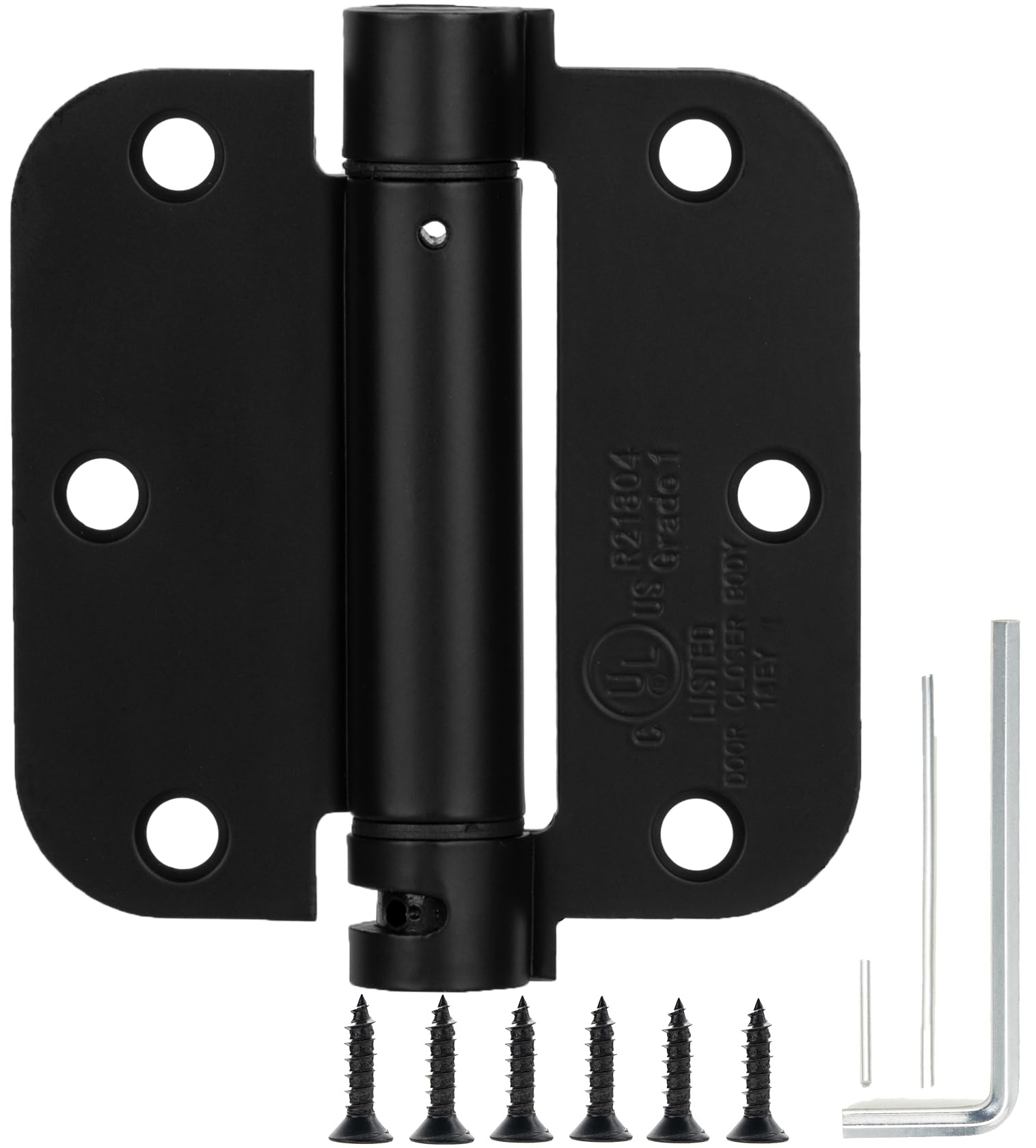 PTSOC Self-Closing Door Hinge, 3.5 Inch x 3.5 Inch, 3 Pack, Rounded 5/8 ...