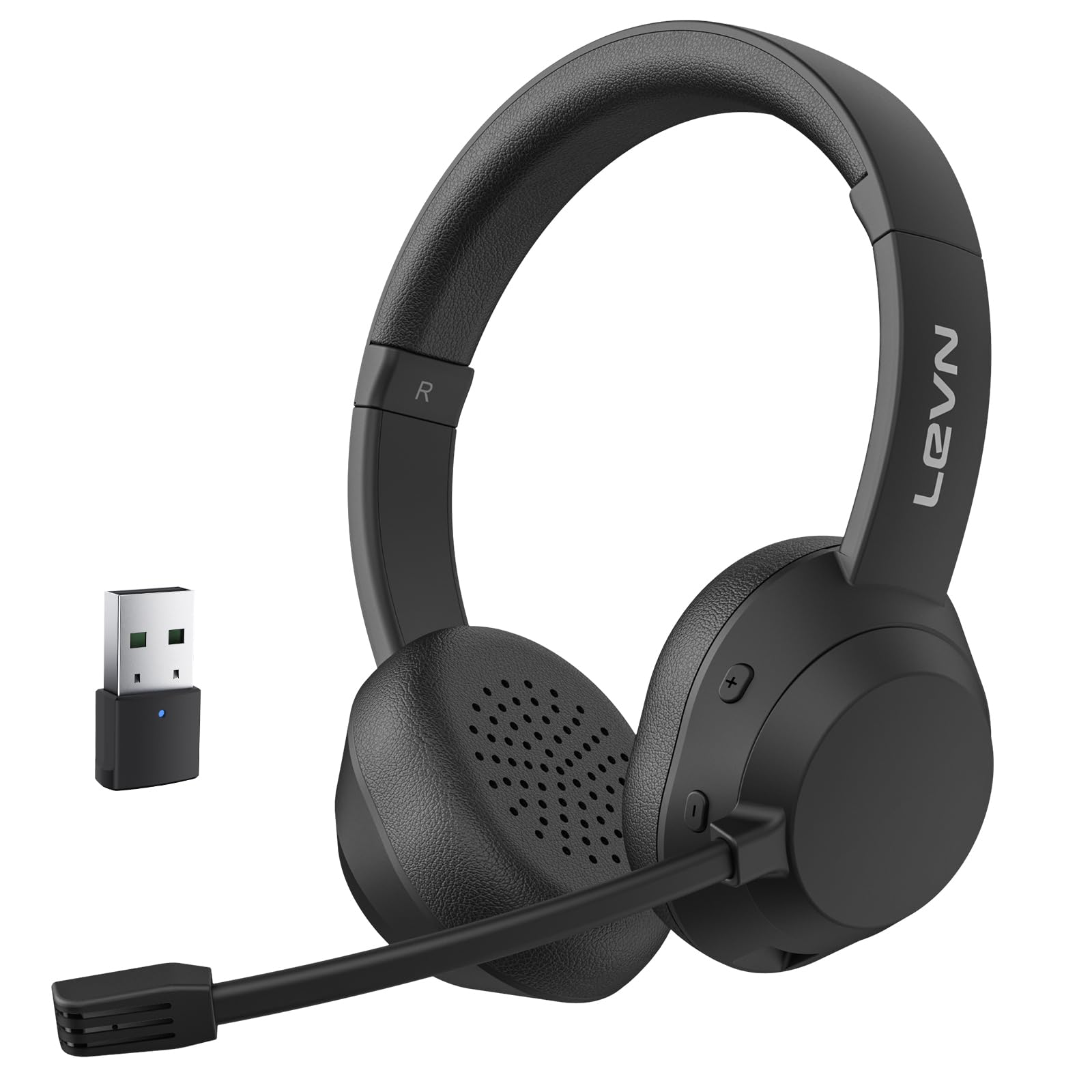 LEVN Wireless Headset, Bluetooth Headphones for Work(Noise Cancelling ...