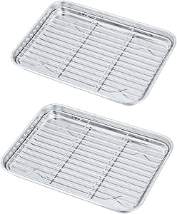 Amazon.com: P&P CHEF Toaster Oven Tray with Rack Set (2 Pans + 2 Racks ...