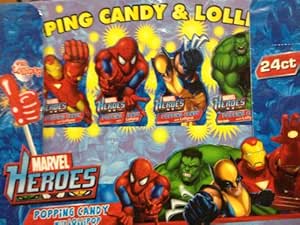 Amazon.com : Marvel Heroes Popping Candy With Lollipop 24 Count Novelty ...