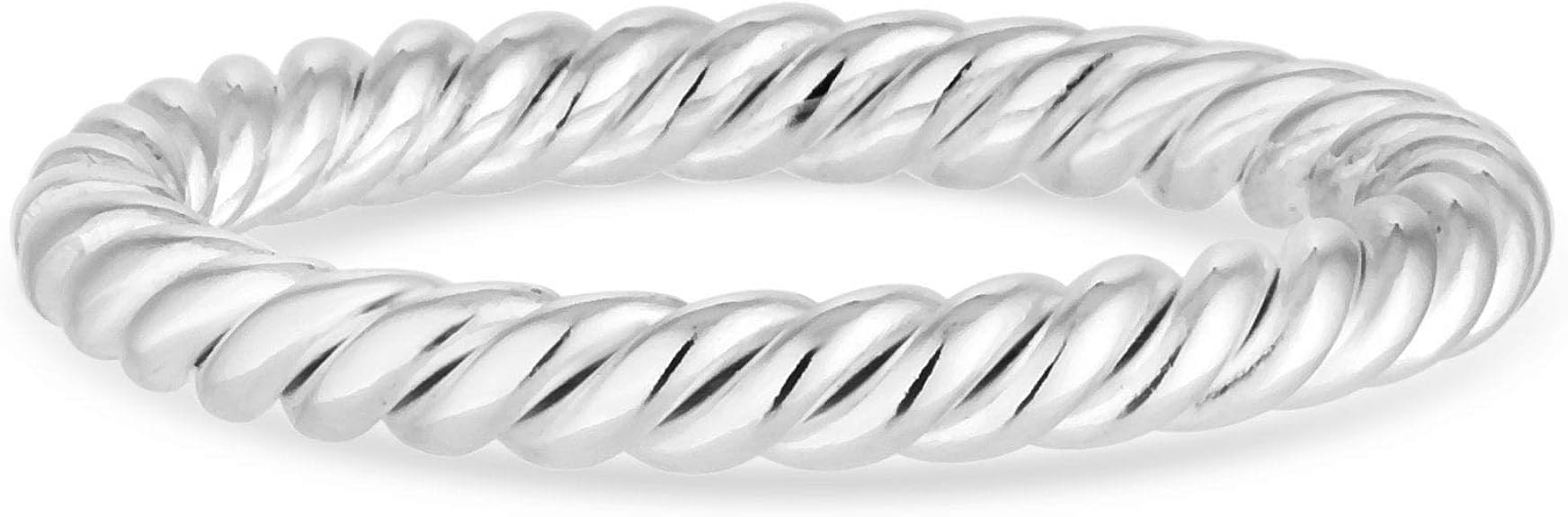 Sterling Silver 925 Rope Ring Silver Large: Amazon.co.uk: Jewellery