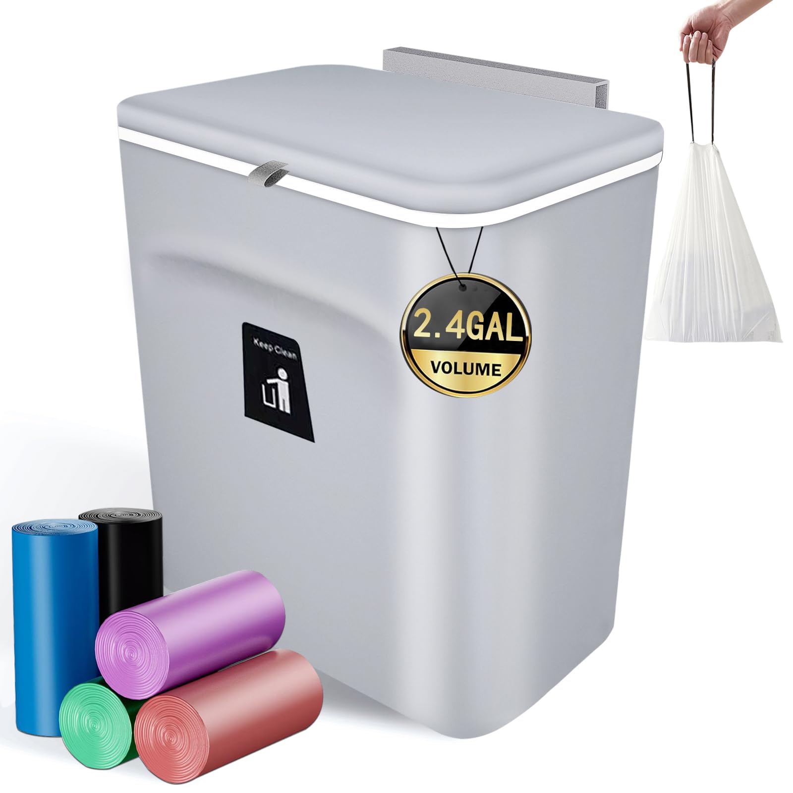 CXGFVRE 2.4 Gallon/9L Compost Bin Kitchen, Equipped with 5 Rolls(75 ...