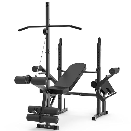 Pully System 10 In 1 Olympic Weight Bench Set, 1000 LBS Heavy Duty ...
