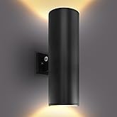 LUXRITE Dusk to Dawn LED Modern Outdoor Wall Lights, 12", Up or Up and Down Light, 3CCT 3000K ...