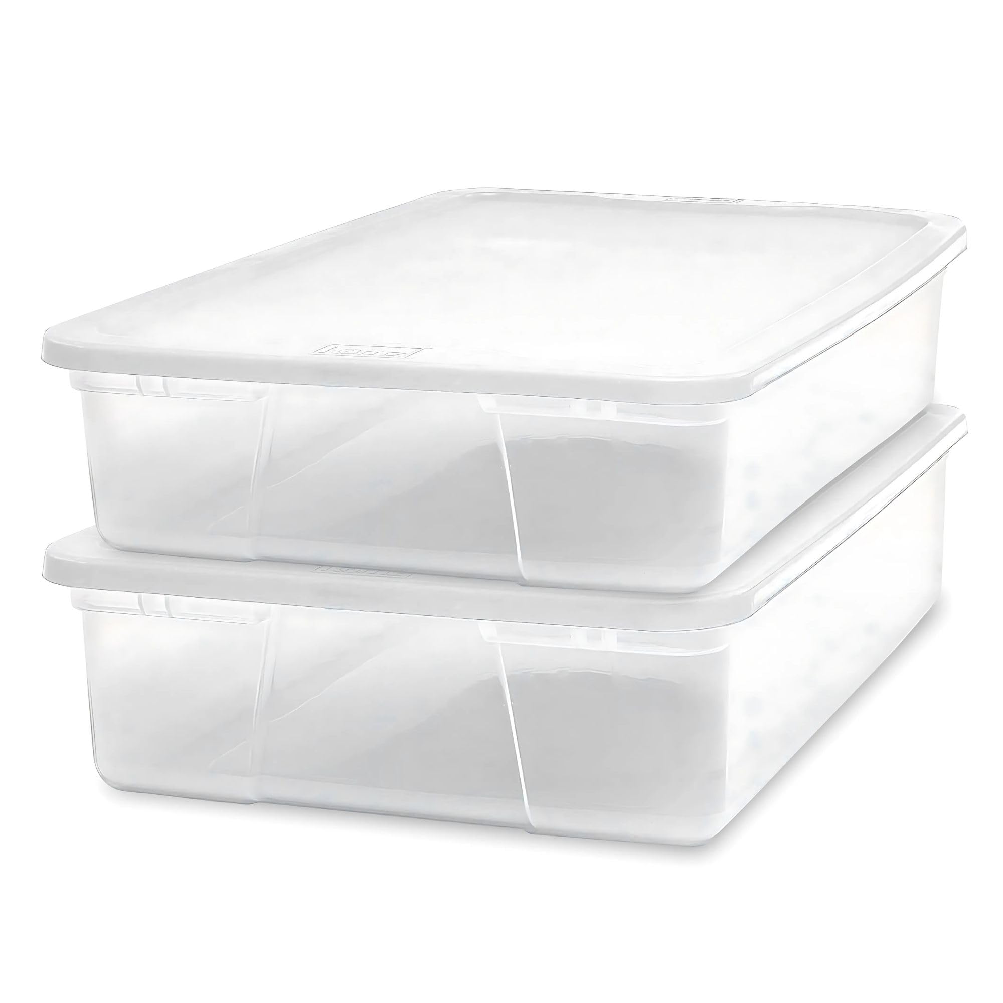 HOMZ 2-Pack Snaplock, Small Clear Plastic Storage Organizer Bins w ...