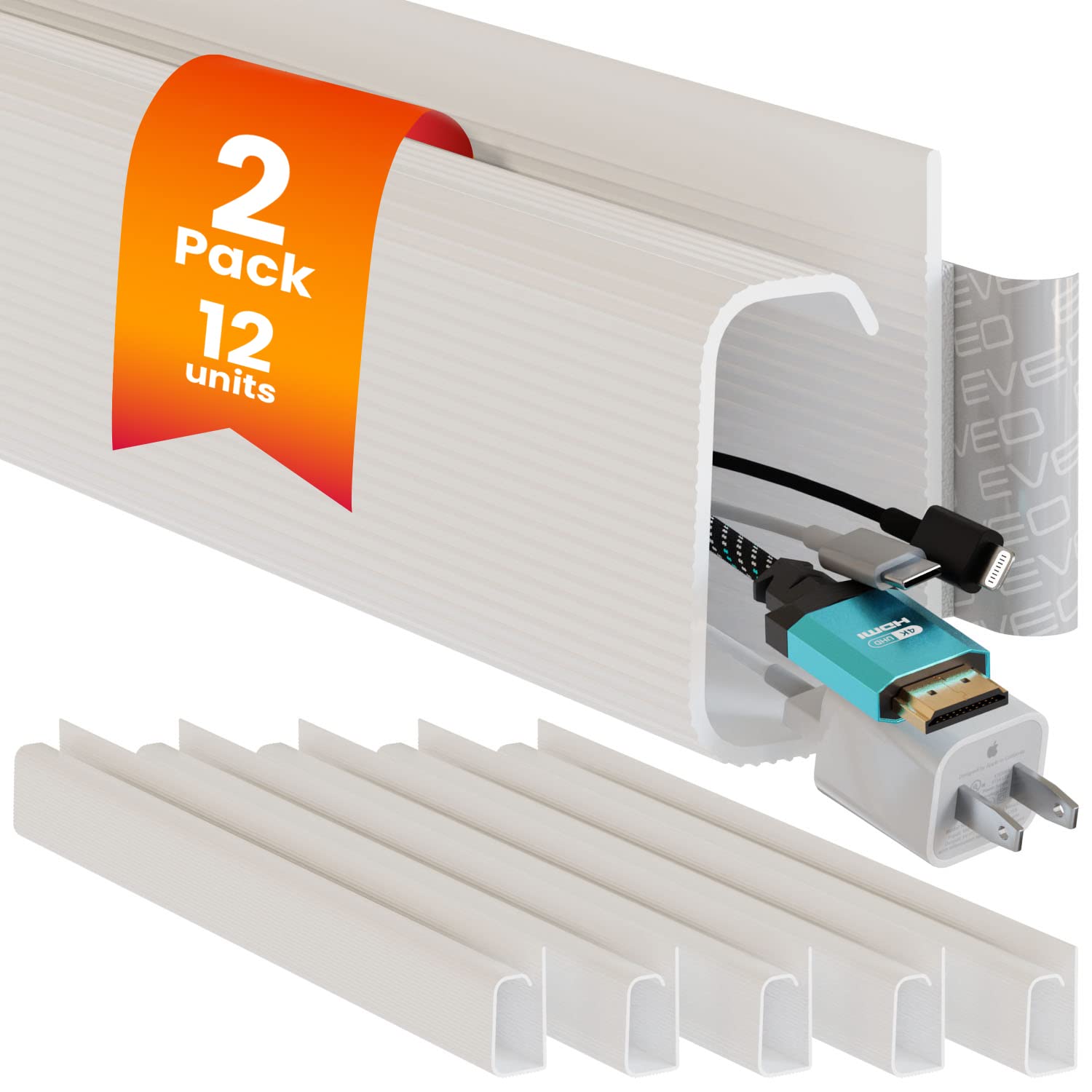 EVEO Cable Management Under Desk Kit (12 Units) - Under Desk Cable ...