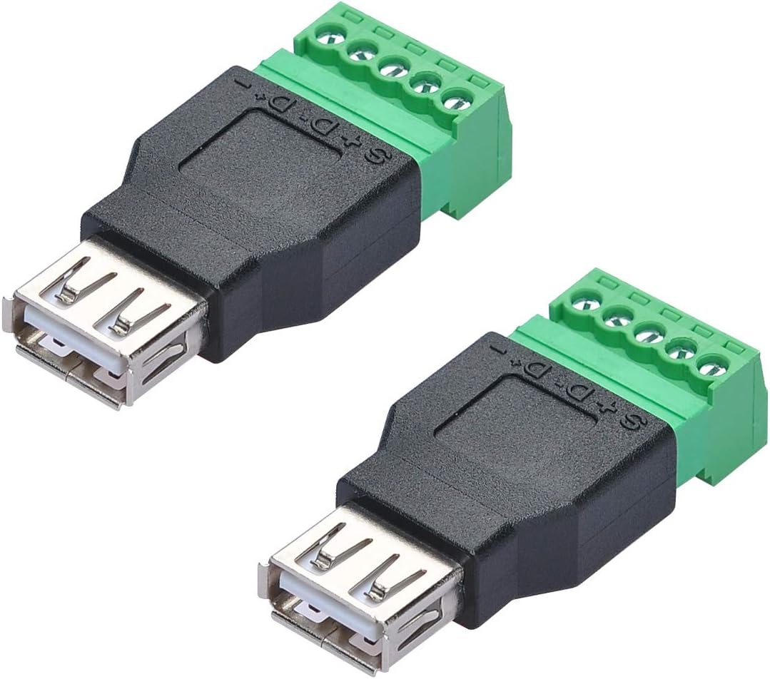 COVVY USB Male to 5 Pin Screw Terminal Block Connector Coupler,USB 2.0 ...