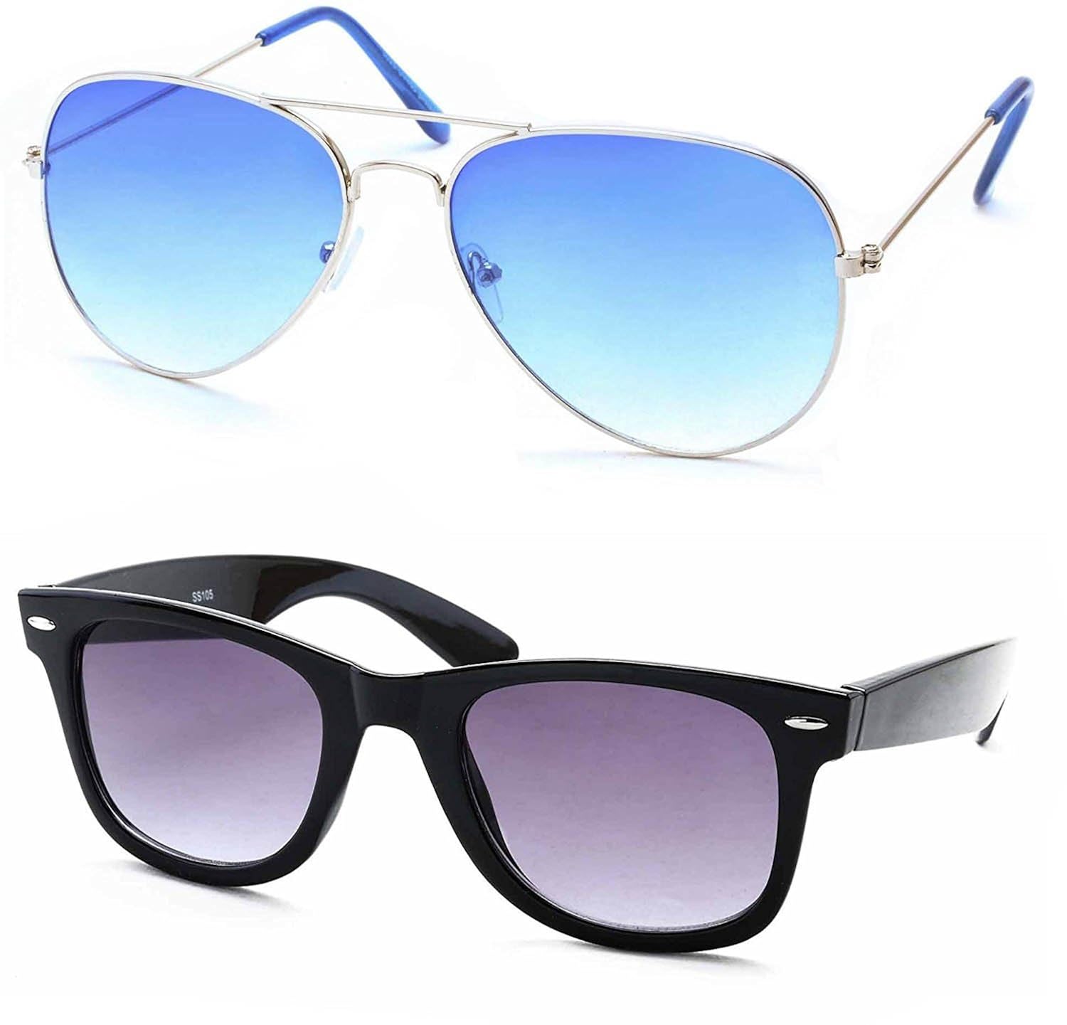 Buy Stacle Rectangular and Aviator Sunglasses Combo for Men and Women ...