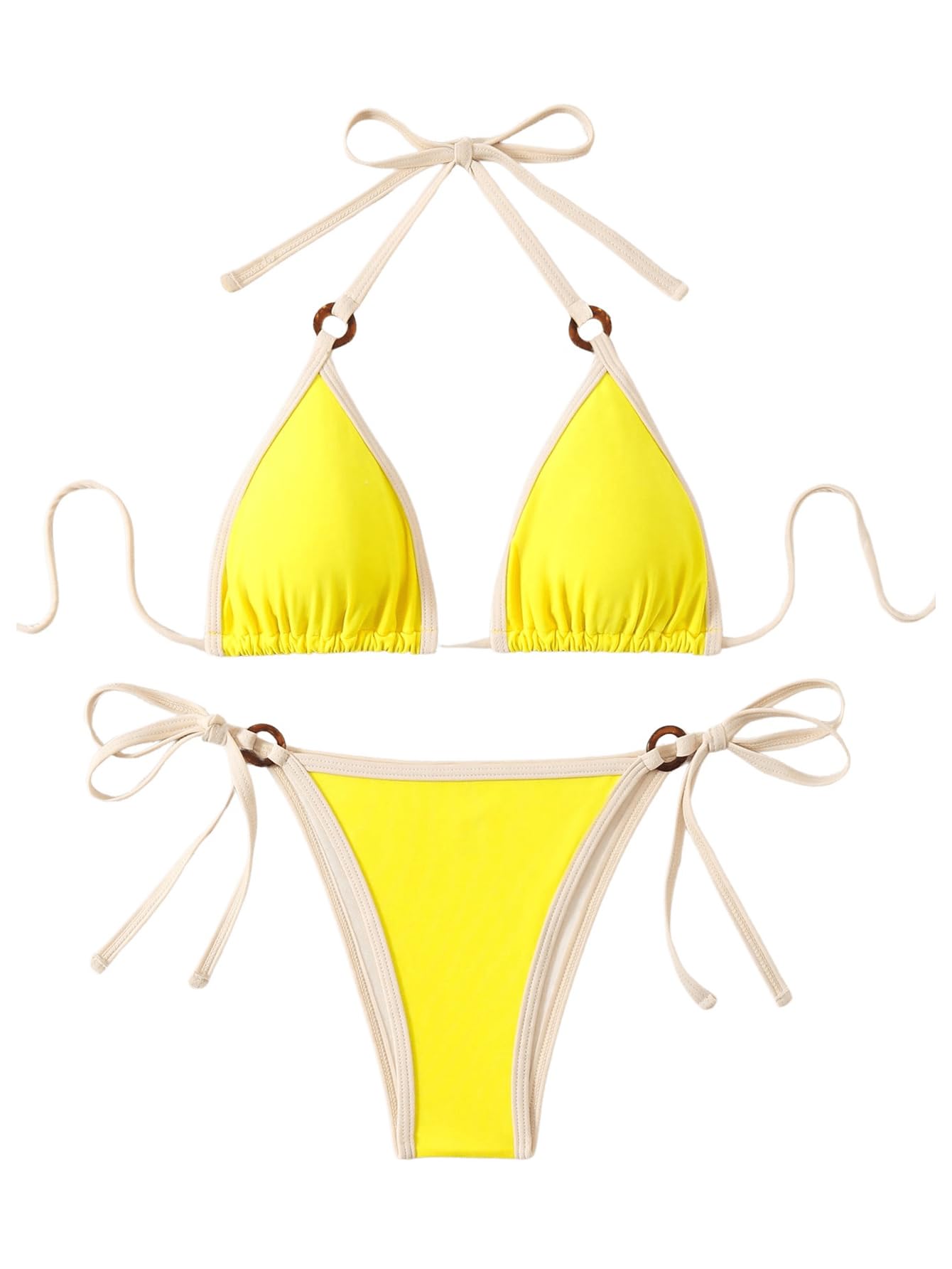 SHENHE Women's Sexy Bikini Sets Ring Triangle Tie Bathing Suits 2 Piece ...