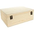 Amazon.com: LANIAKEA Unfinished Wood Box, 12.2" x 8.7" x 3.5" Wooden ...