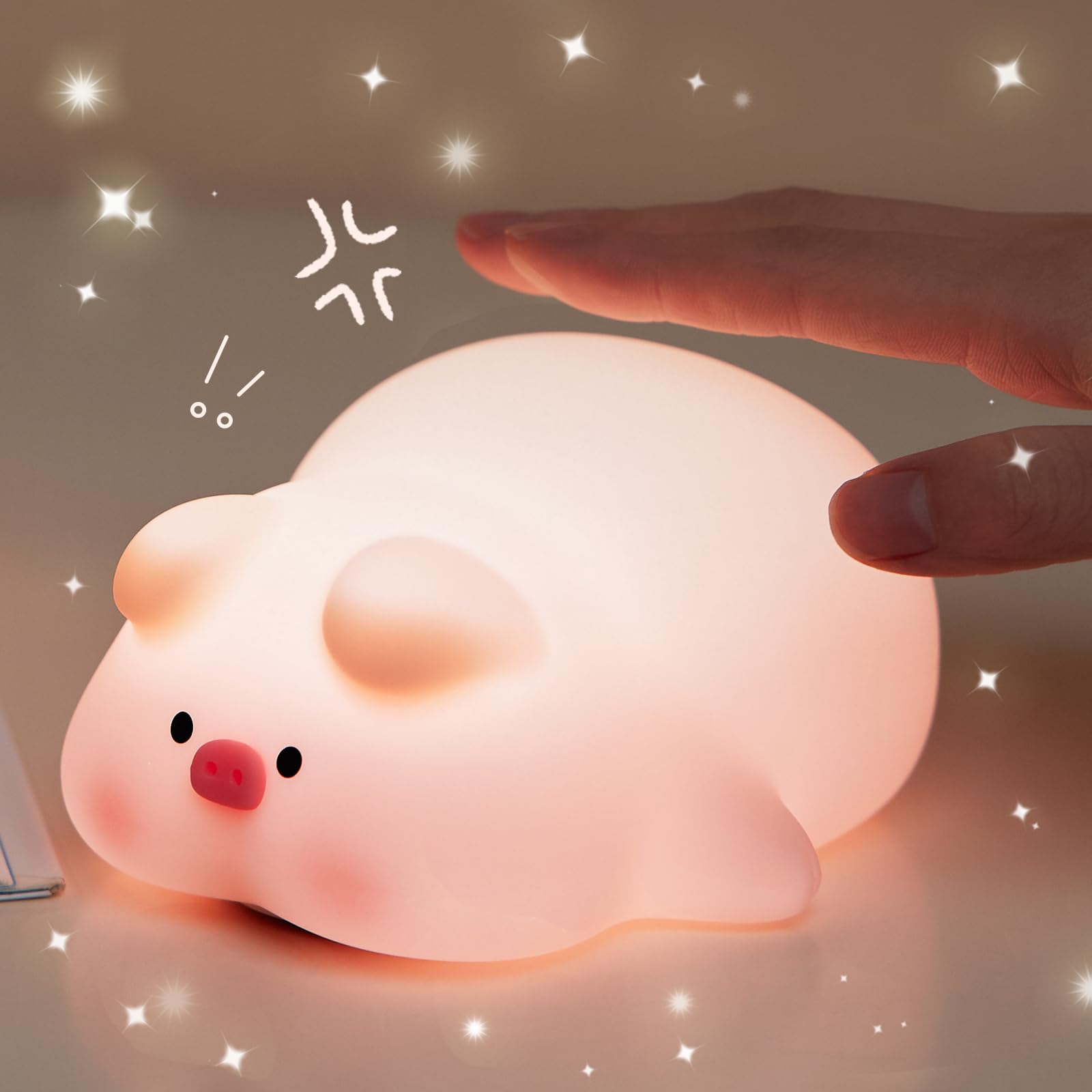 LOVME Night Light for Kids, Cute Pig Lamp, LED Squishy Novelty Animal ...