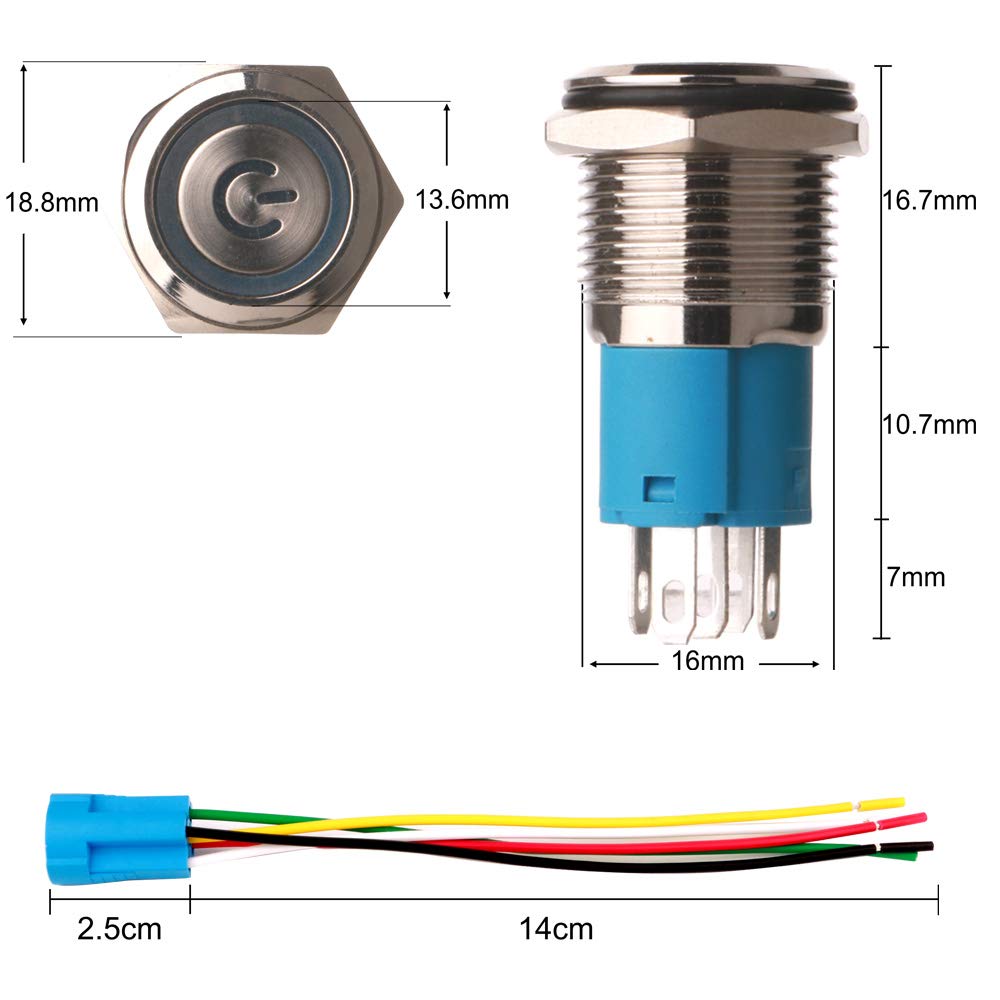 Controls & Indicators ARTGEAR 0.63/16mm Stainless Steel Latching Push ...