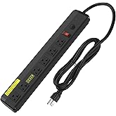 Amazon.com: CCCEI Black Heavy Duty Power Strip Surge Protector 20 AMP ...