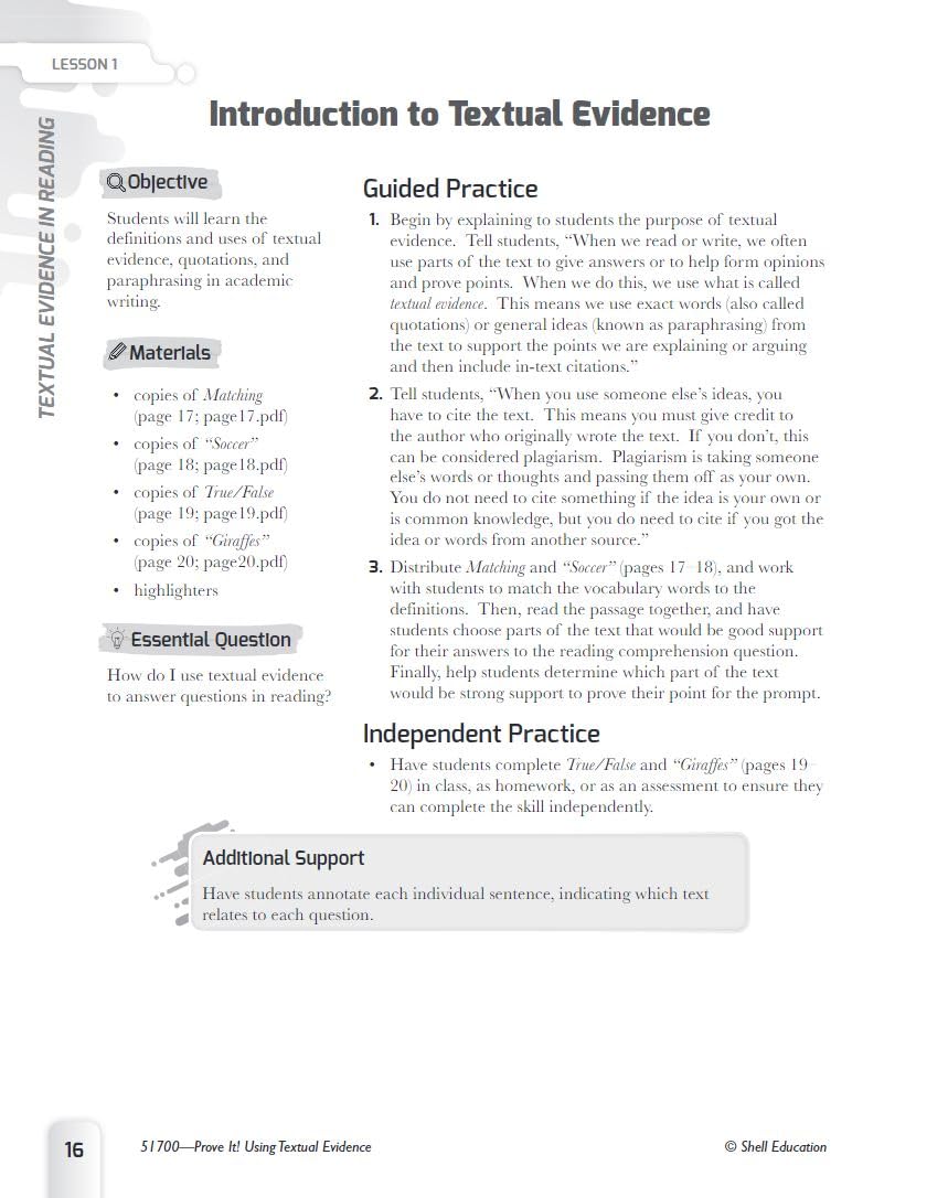 Mua Prove It! Using Textual Evidence, Levels 3-5 Prove It! Using ...