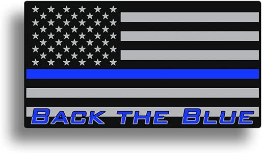 Amazon.com: Back The Blue American Flag Blue Line Sticker Decal Lives ...
