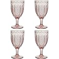 Amazon.com | Elle Decor Set of 4 Wine Goblets | Pink Colored Glassware ...